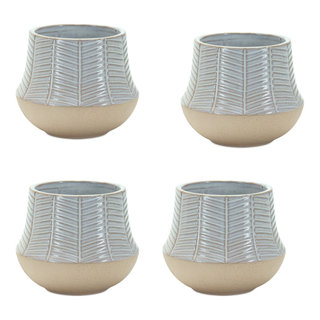 Pot, 4-Piece Set, 5"Dx4.5"H Porcelain - Transitional - Indoor Pots And ...
