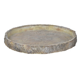 Benzara BM200902 Round Shape Cemented Log Plate With Distressed Details ...