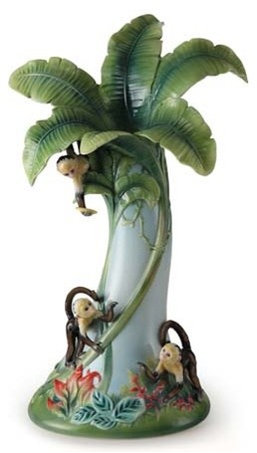 Franz Porcelain Collection Monkey Mischief Tree Vase - Tropical - Vases ...