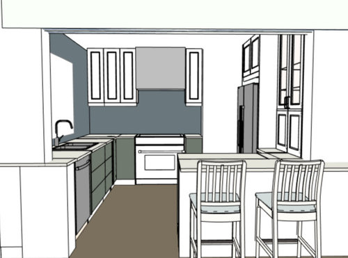 Two in-progress layouts for 11'x11' kitchen. Which is better?