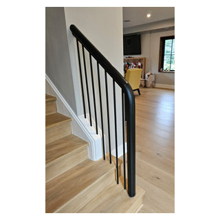 115_Stunning Continuous Rail System on 3 Story Floating Stairs ...