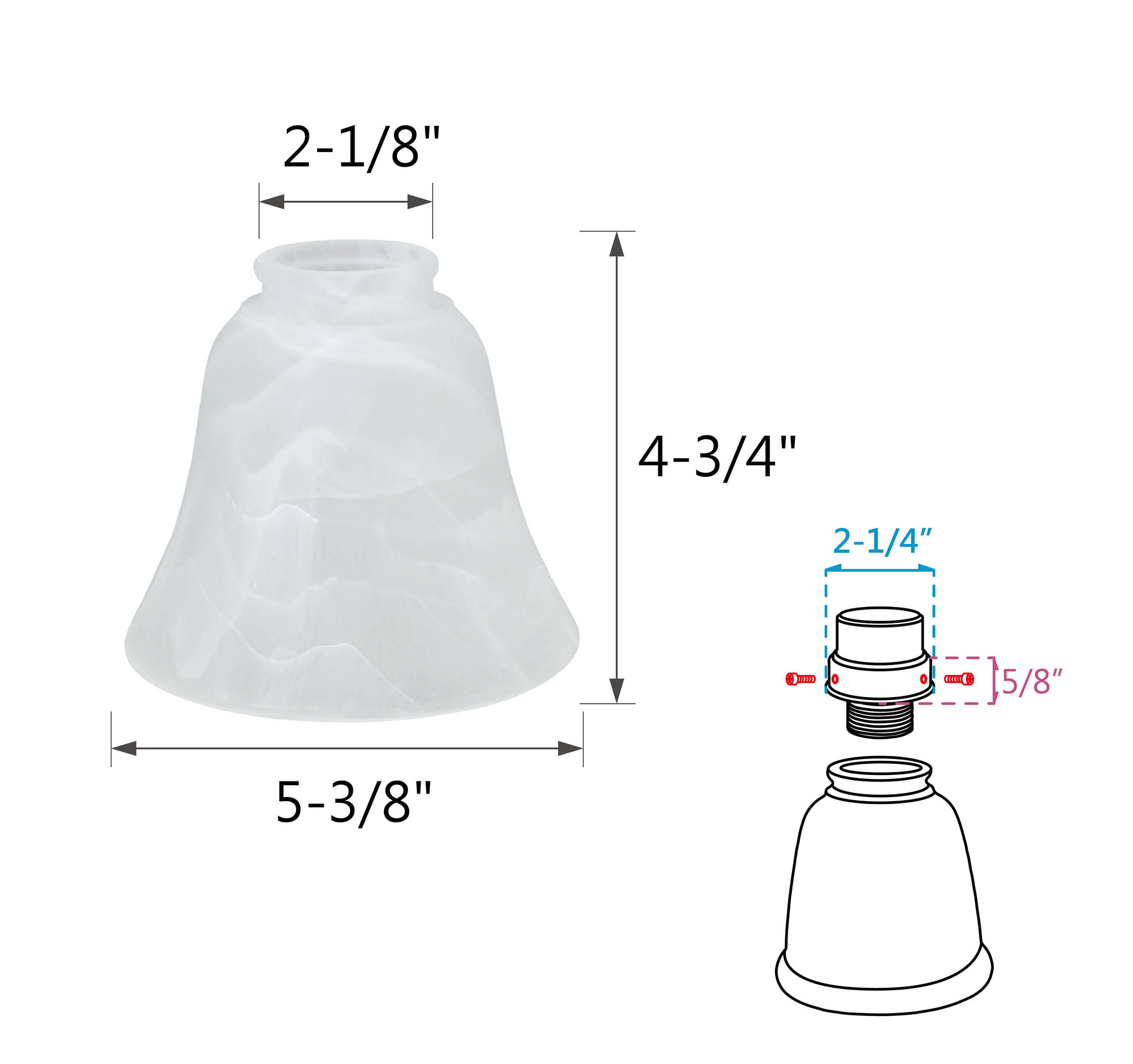 Aspen Creative 23027-4 Replacement Bell Shaped Alabaster Glass Shade 4 ...