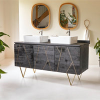 Solid Mango Vanity Cabinet, Tikamoon Liv 155 - Midcentury - Bathroom ...