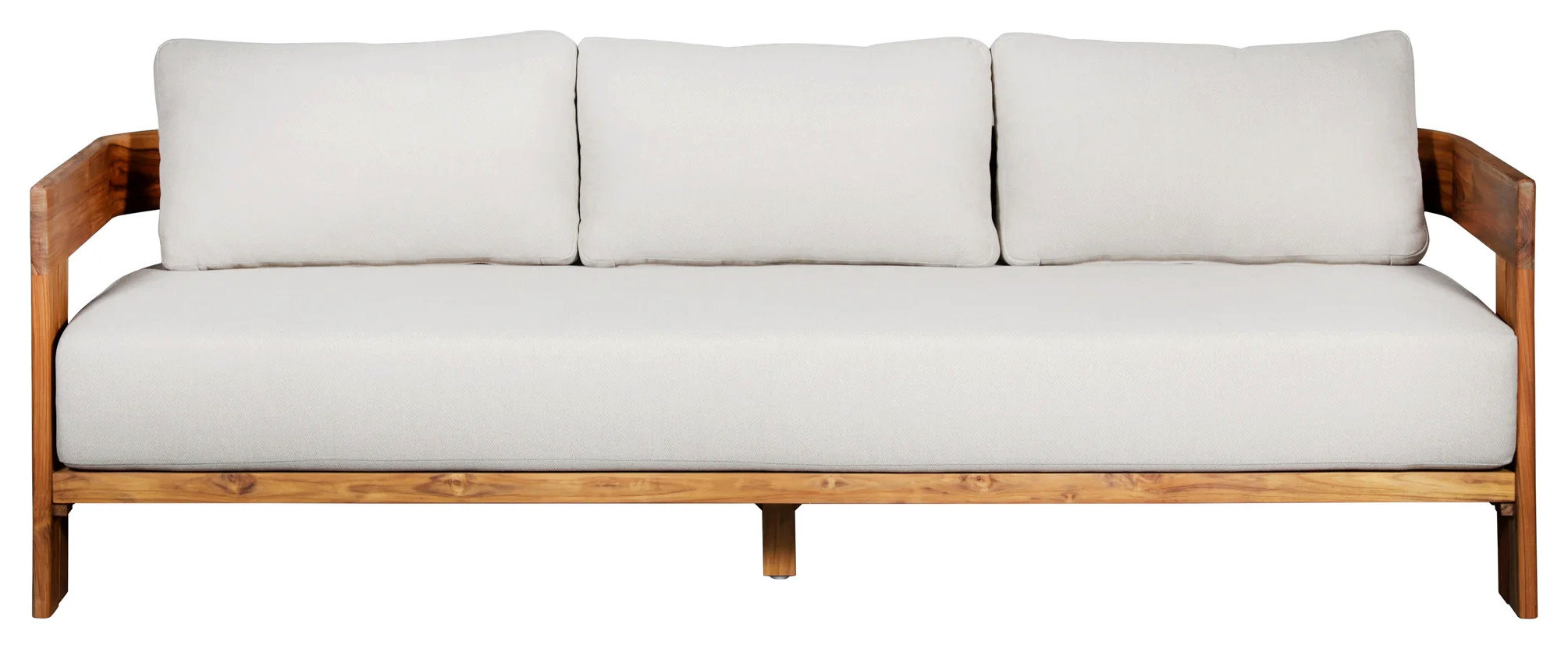 Paradiso Outdoor Solid Teak Wood Sofa - Gray Fabric - Transitional ...
