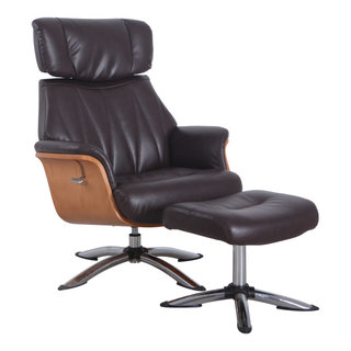 Relax-R Caitlin Recliner and Ottoman, Espresso Air Leather ...