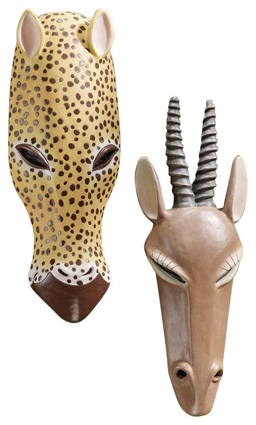 2-Piece Jaguar And Gemsbok Masks - Contemporary - Wall Sculptures - by ...