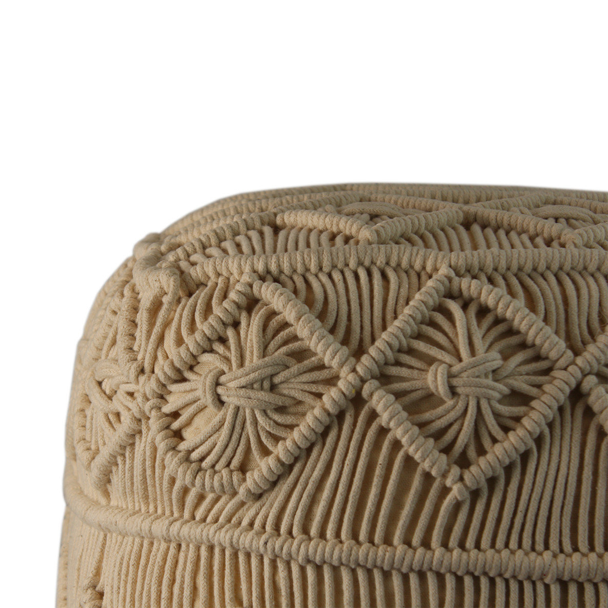 Square Stuffed Macrame Cotton Pouf Handmade Fabric Ottoman - Scandinavian - Floor Pillows And ...
