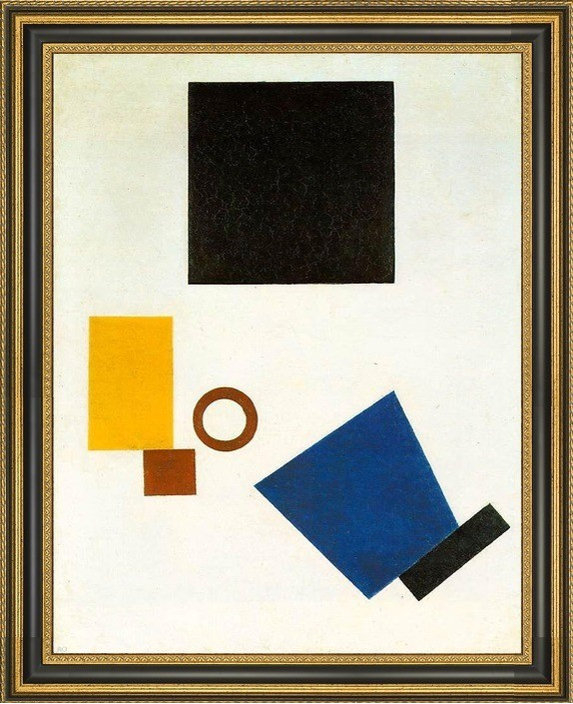 Kazimir Malevich Suprematism Self Portrait in Two Dimensions - 18" x 24" Framed, 21 x 28 ...