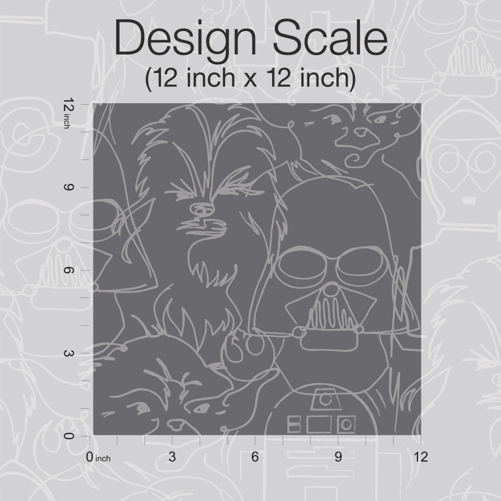 Star Wars Saga Line Sketches Peel And Stick Wallpaper - Contemporary ...