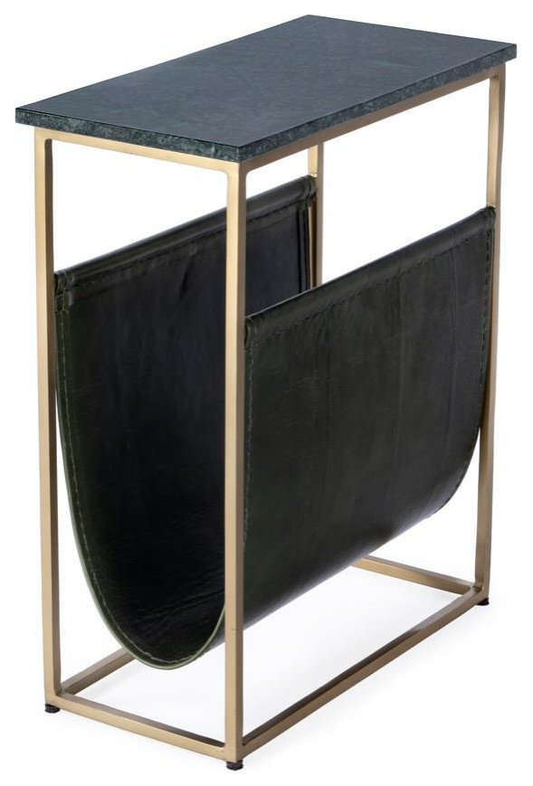 Company Edie 17.5 in. W Rectangular Marble & Leather Magazine Side ...