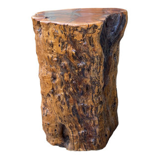 Raw Wood Rough Grain Finish Irregular Shape Short Stool Table Hcs7538 ...