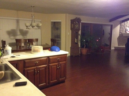 Kitchen trouble: 2 walls, no corners...how can we best use our space?