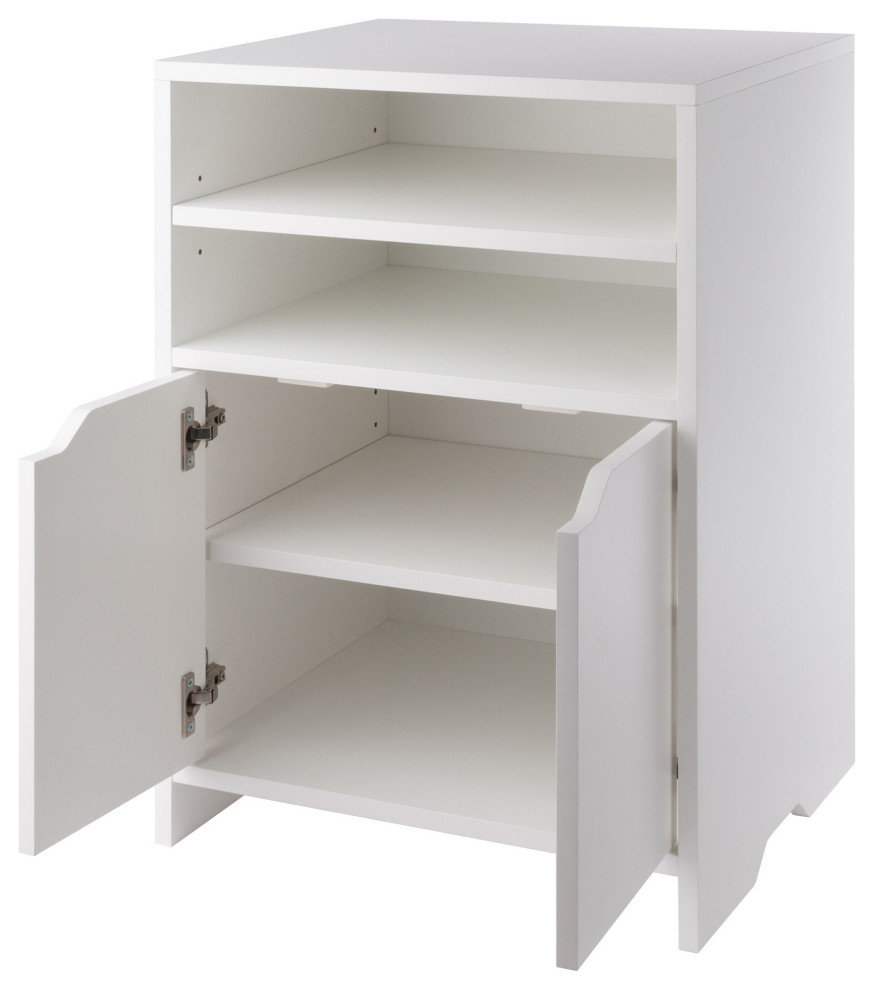 Nova Open Shelf Storage Cabinet, White - Transitional - Storage ...