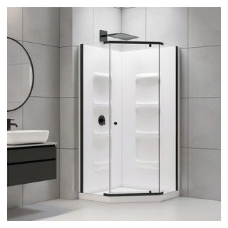 Nevada 36" Black Shower Kit, Neo-Angle - Modern - Shower Stalls And ...