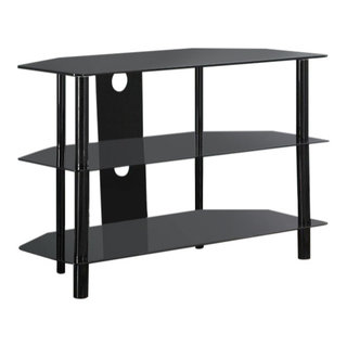 TV Stand, 36", Console, Tempered Glass, Black - Transitional ...