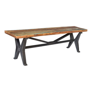 Stafford Reclaimed Wood Dining Bench, 78" - Industrial - Dining Benches - by Taran Design | Houzz