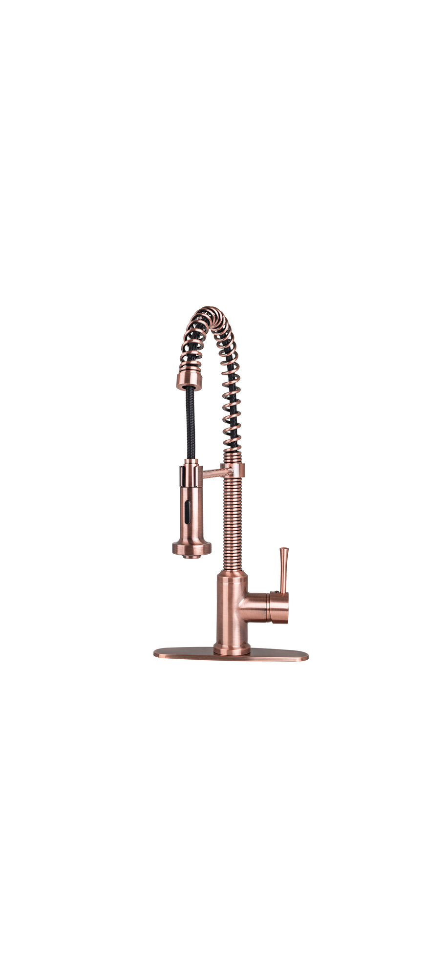 Spring Kitchen Faucet with Deck Plate, Antique Copper - Contemporary ...