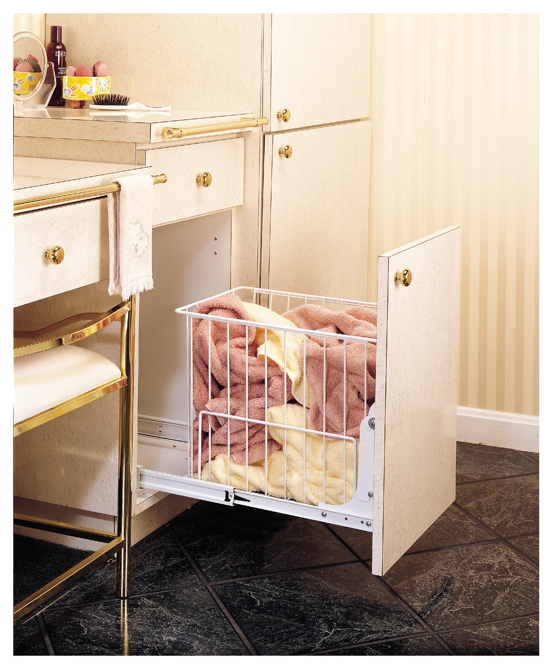 Steel Wire Pull Out Hamper for Vanity/Closet Applications, 19.38 ...