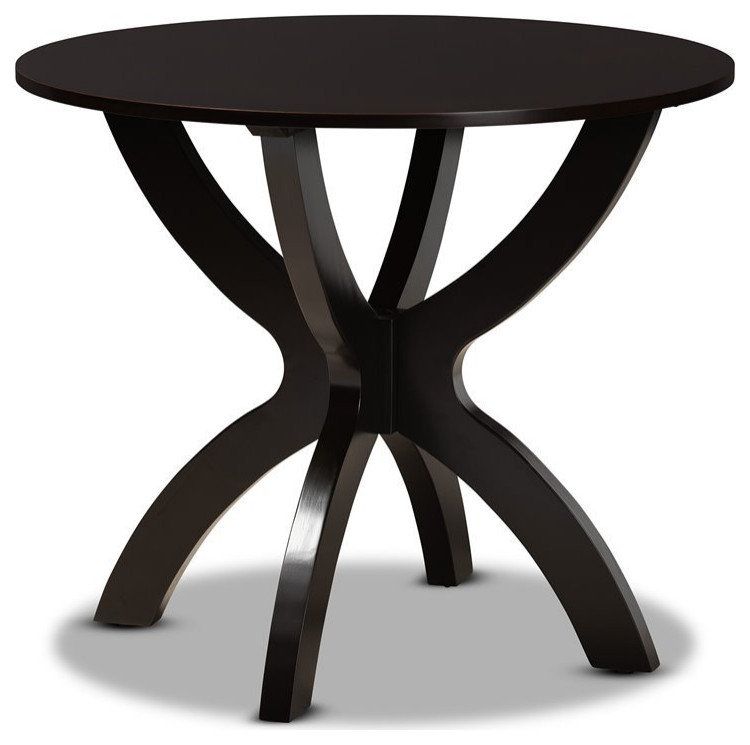 Baxton Studio Tilde Dark Brown Finished 35-Inch-Wide Round Wood Dining ...