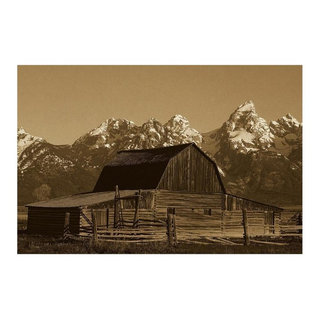"Cunningham Cabin in front of Grand Teton Range" Paper Art, 20"x14", 26 ...