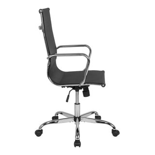 Black Mesh Mid-Century Modern Swivel Office Chair, Spring-Tilt Control ...
