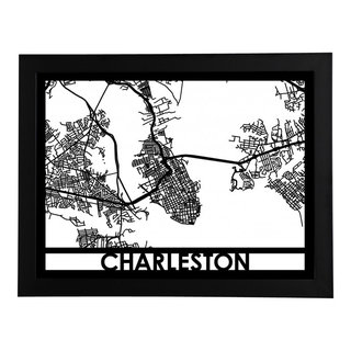 Charleston, SC Street Map - Contemporary - Prints And Posters - by Cut ...