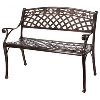 Elegant Copper Cast Aluminum Bench with Mesh Pattern for Patio and ...