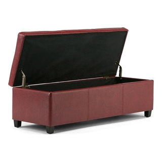 Atlin Designs Faux Leather Storage Bench in Red - Transitional - Accent ...