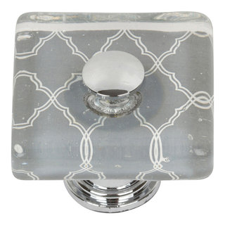Atlas Homewares Quatrefoil Square Glass Knob, Polished Chrome ...