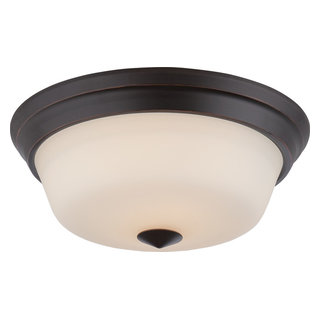 Calvin 2 Light Flush Fixture With Satin White Glass, LED Omni Included ...