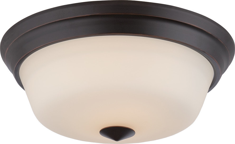 Calvin 2 Light Flush Fixture With Satin White Glass, LED Omni Included ...