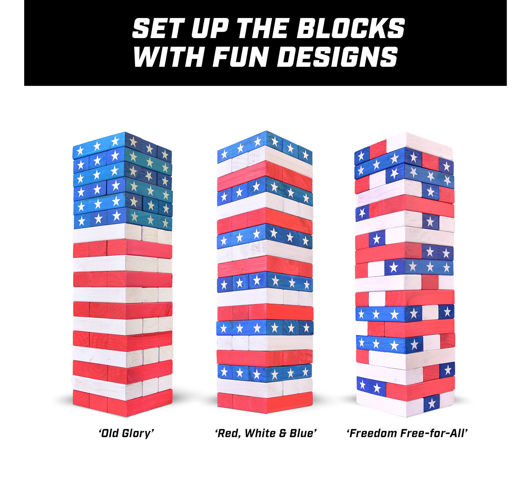 GoSports Toppling Tower - Giant Wooden 5ft Stacking Game - Stars and ...