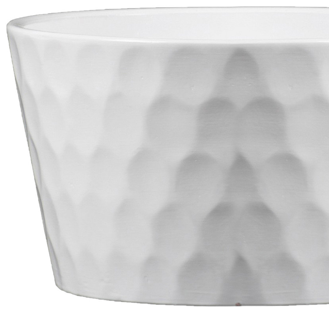 Ceramic Round Pot with Dotted Body and Tapered Bottom, Set of 2, White ...