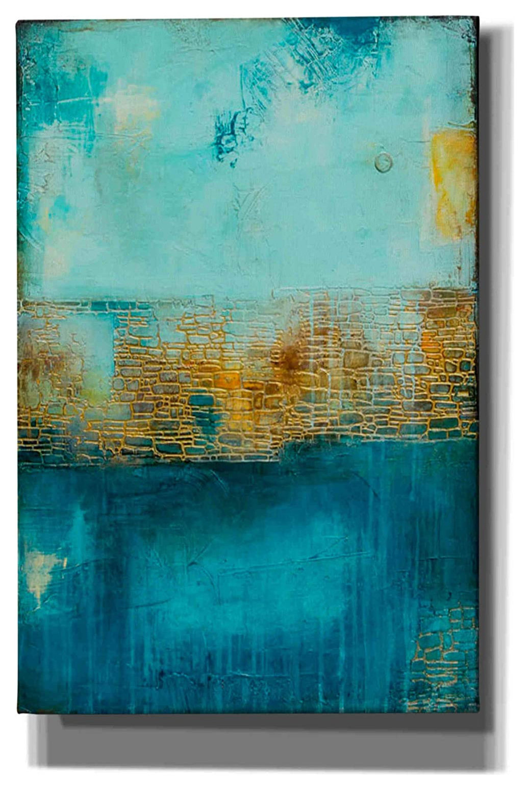 Unique Wall Art, Stretched Canvas With Abstract Painting In Blue Tones ...