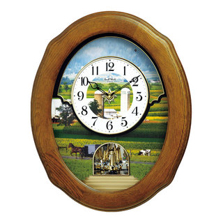 Rhythm's Joyful Harvest Magic Motion Wall Clock - Farmhouse - Wall ...