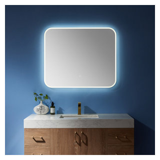 Horizontal Wall Mounted LED Modern and Contemporary Bathroom Mirror ...