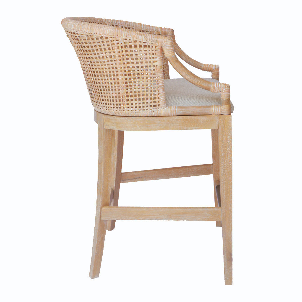 Martha Stewart Playa Handcrafted Rattan Counter Stool 25" H - Tropical ...