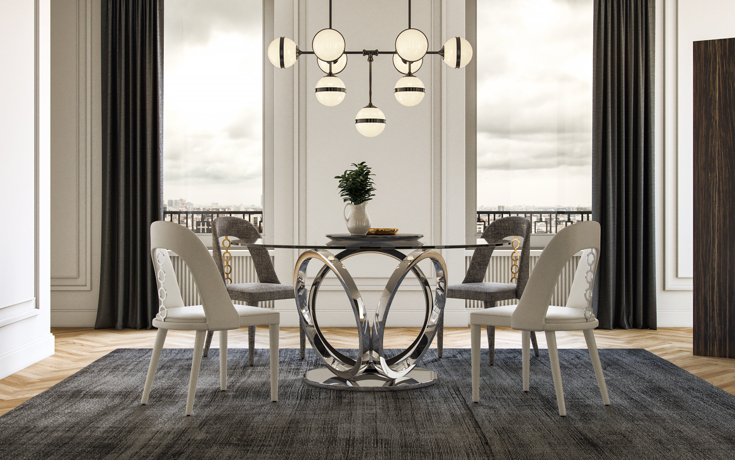 Geo Dining Table, Polished Stainless Steel - Contemporary - Dining ...