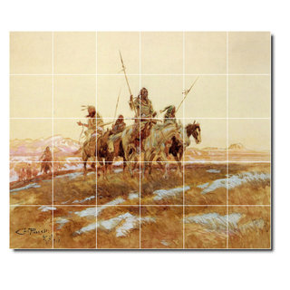 Charles Russell Western Painting Ceramic Tile Mural #29, 72" Wide x 60 ...