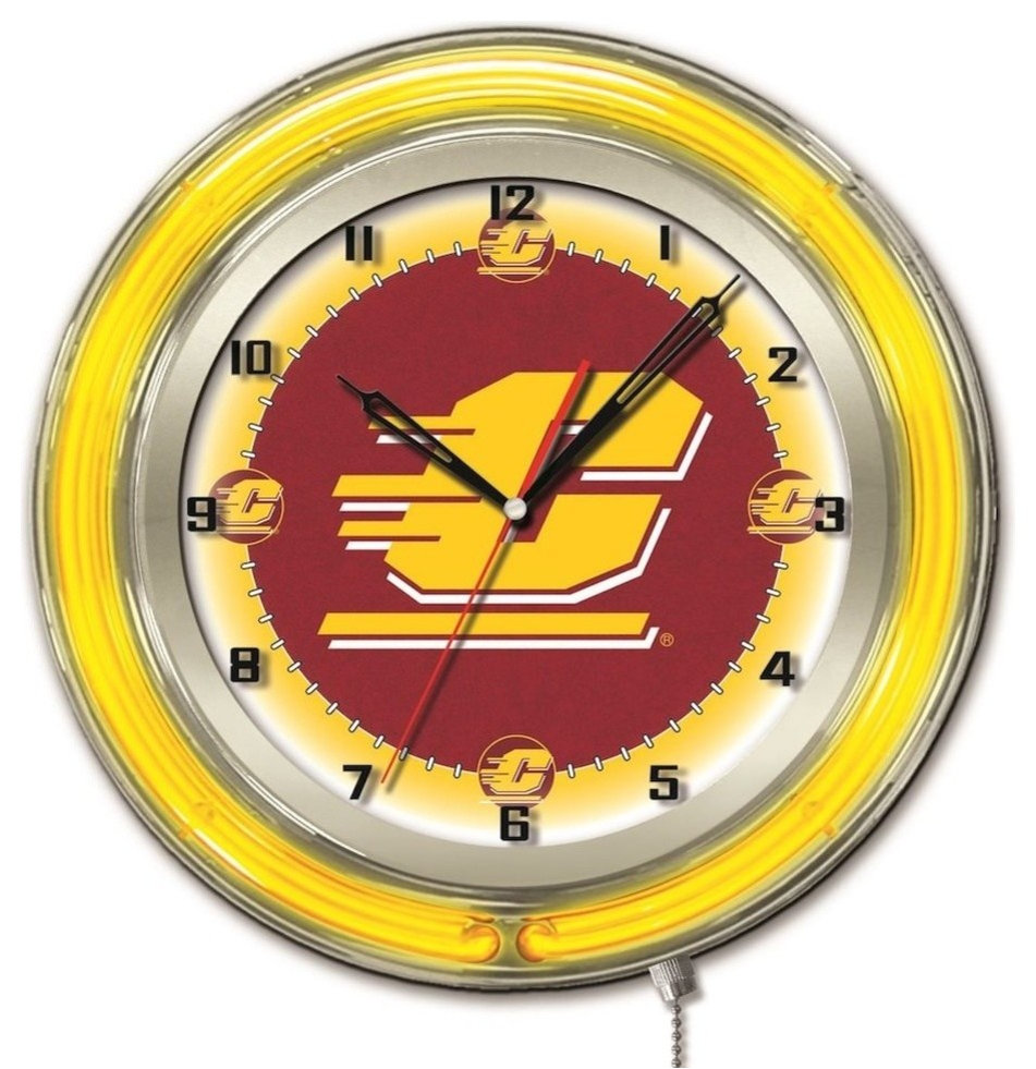 Central Michigan 19" Neon Clock - Contemporary - Wall Clocks - by ...