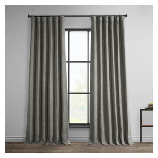 Faux Linen Darkening Curtain Single Panel, 50"x96" - Transitional ...