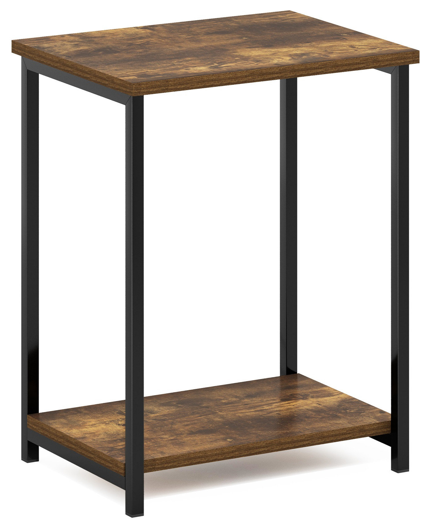 Furinno Simplistic Industrial Metal Frame End Table, Amber Pine ...
