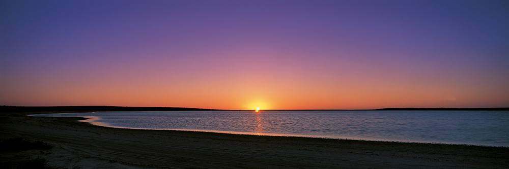 Sunset on Beach Australia Panoramic Fabric Wall Mural, 48 in x 16 in ...