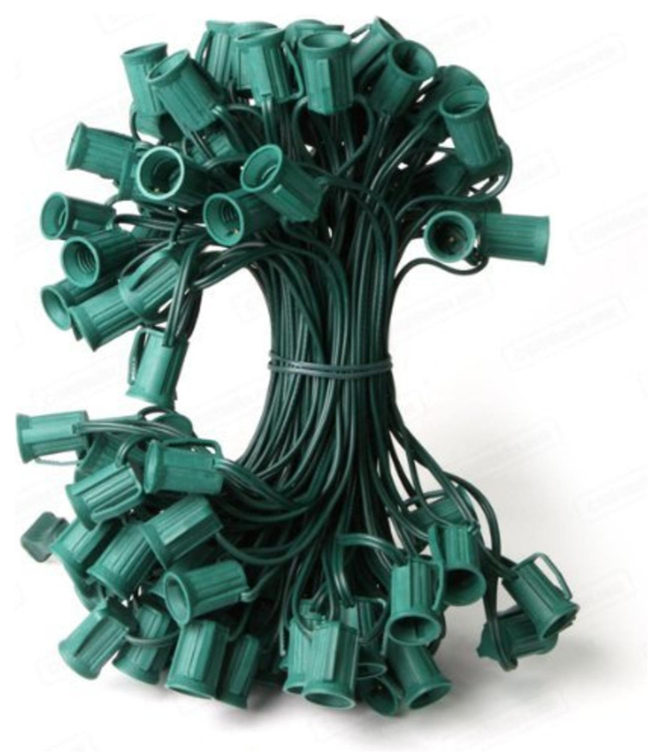 50' Commercial C7 Christmas Light Socket Set, 12", Spacing 18 Gauge ...