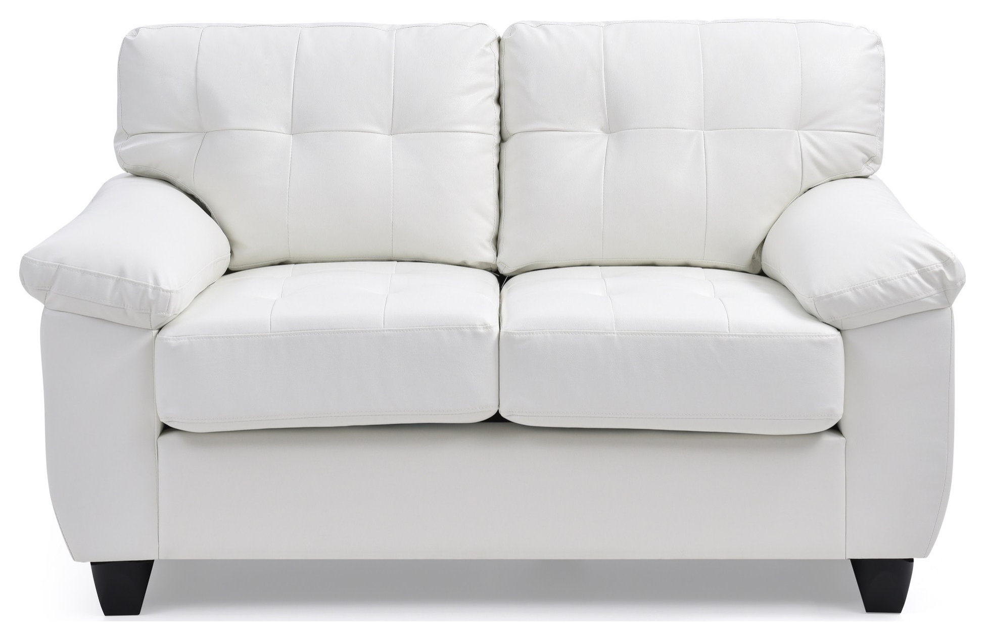 White Faux Leather Sofa With Flared Arms - Contemporary - Sofas - by ...