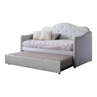 Coaster Pearlescent Grey Upholstered Daybed 80.25x43.5x48.75 Inch ...