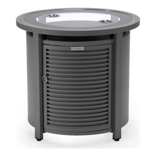 Walbrooke Grey Patio Round Tank Holder with Slats Design - Contemporary ...