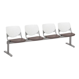 KFI KOOL Polyurethane 4 Seat Reception Bench in White/Brownstone ...