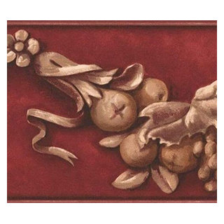 Fruit Wallpaper Border In Green Yellow Beige Blue 7"x15' Kc78047 ...