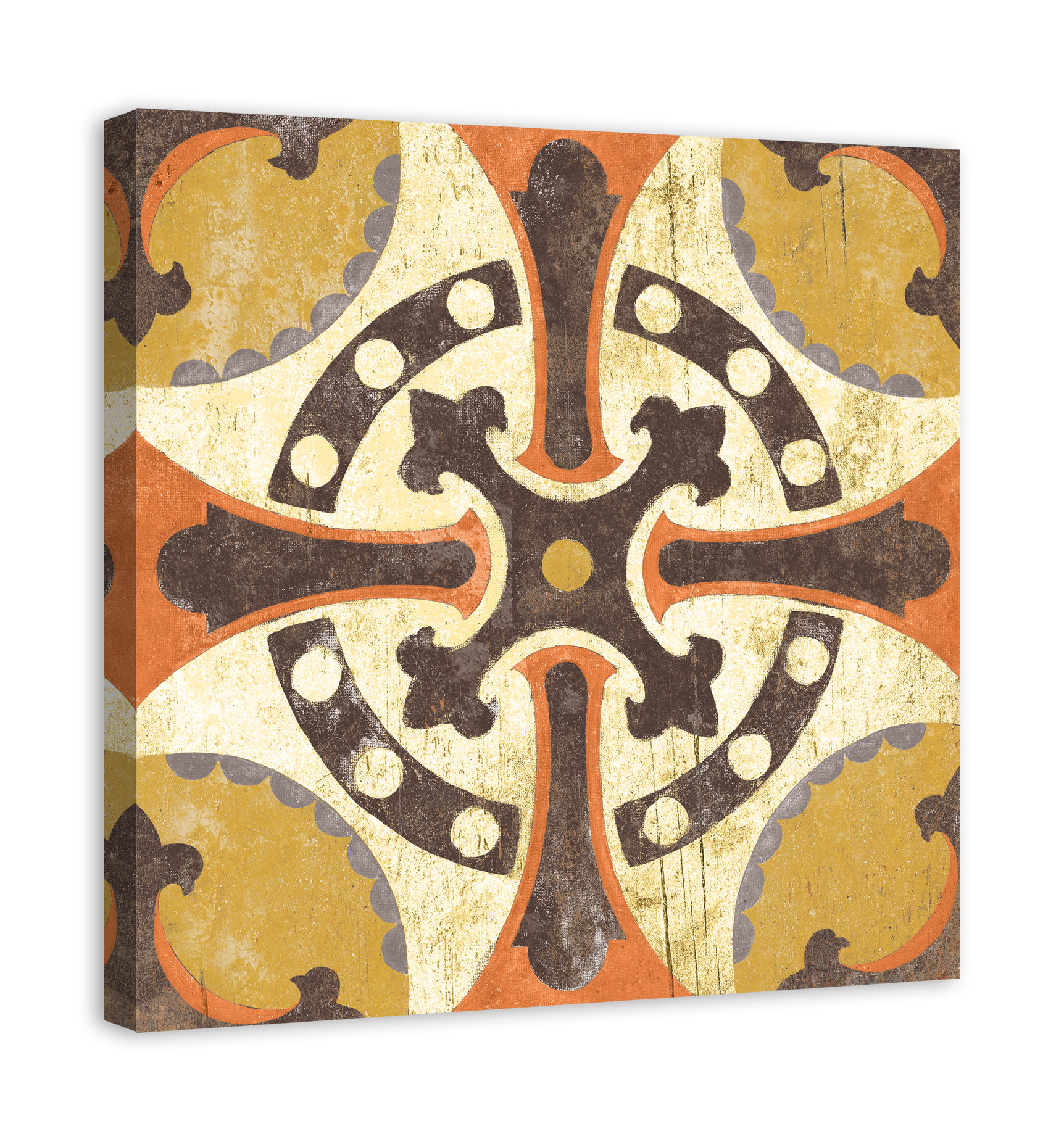 Orange Moroccan Tile Wall Art, 36x36 - Contemporary - Prints And ...